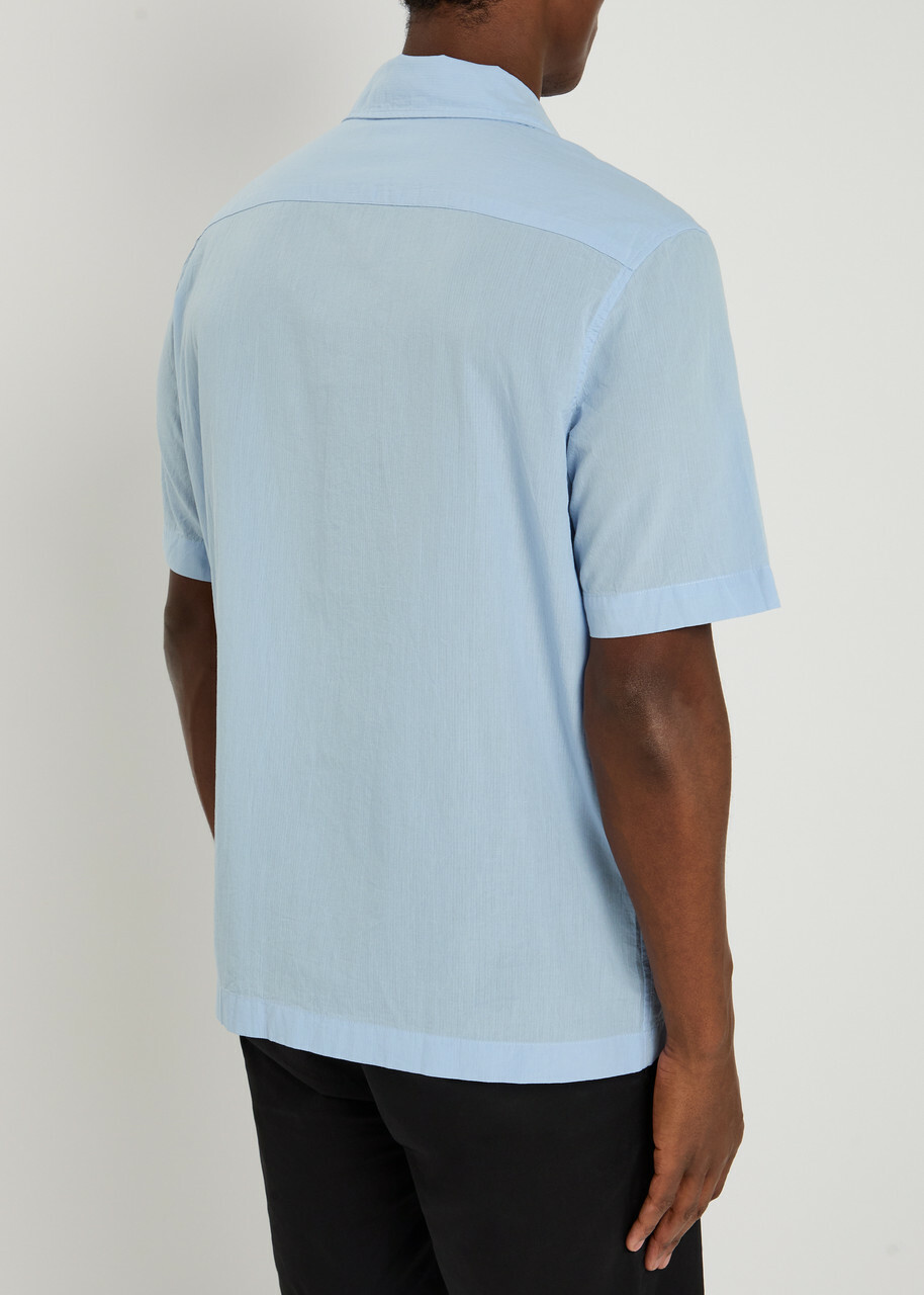 Fred Perry Logo-embroidered Cotton Shirt Light Blue Fred Perry