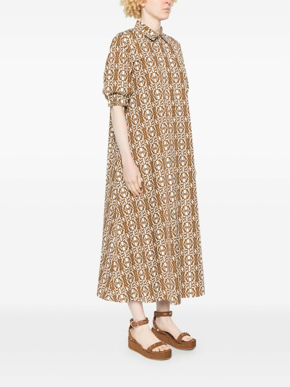 Max Mara Brown Monogram-Print Dress Max Mara