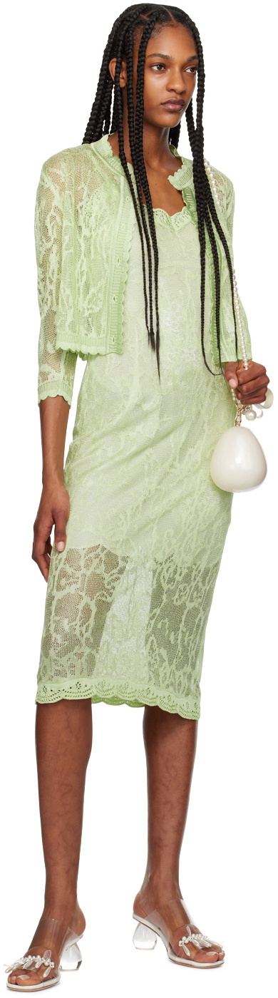 Simone Rocha Green Floral Midi Dress Simone Rocha