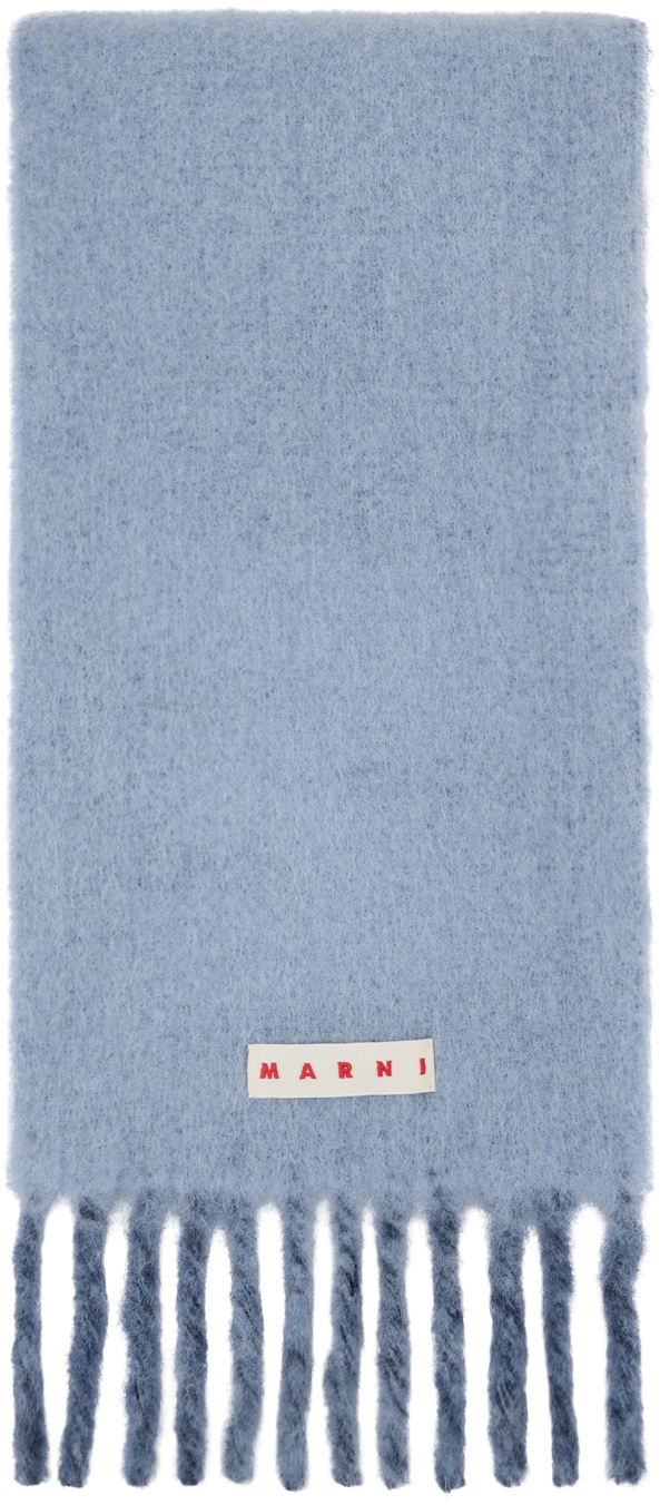Marni Blue 'Marni' Logo Scarf Marni
