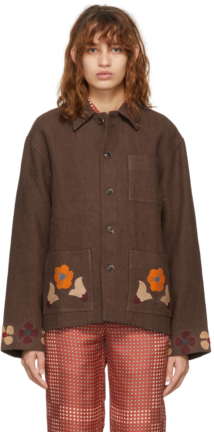 Bode SSENSE Exclusive Brown Twin Antelope Jacket Bode