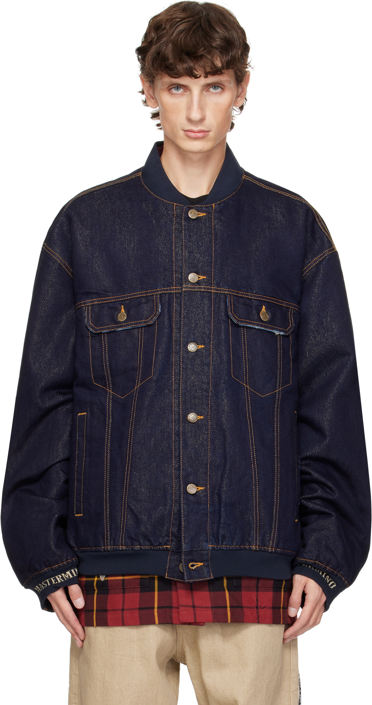 MASTERMIND WORLD Indigo Patchwork Denim Jacket MASTERMIND WORLD
