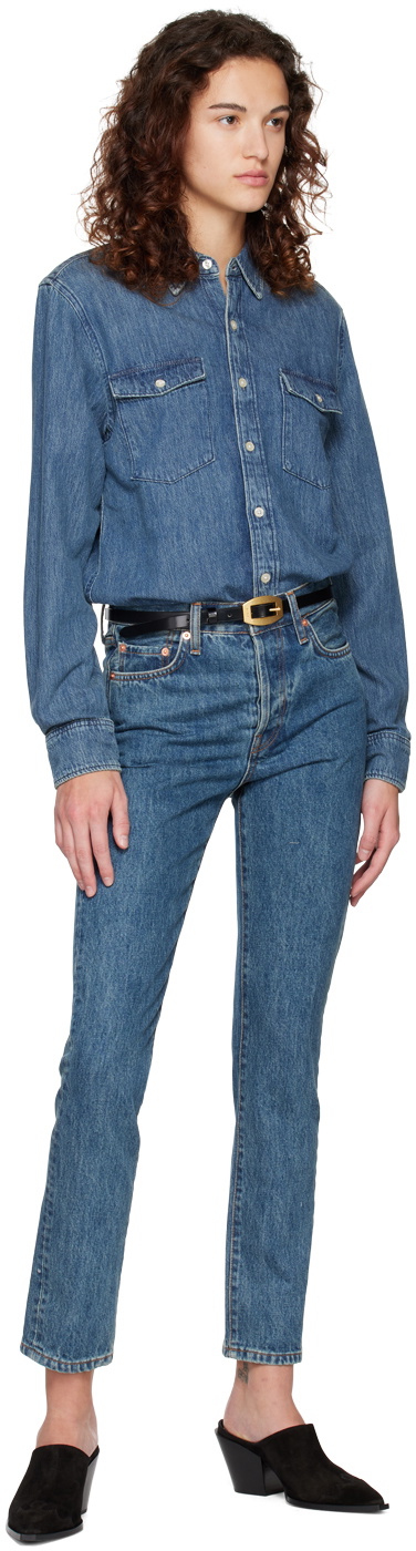 WARDROBE.NYC Indigo Faded Denim Shirt WARDROBE.NYC