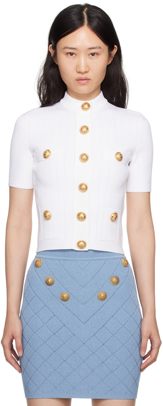Balmain White Buttoned Cardigan Balmain