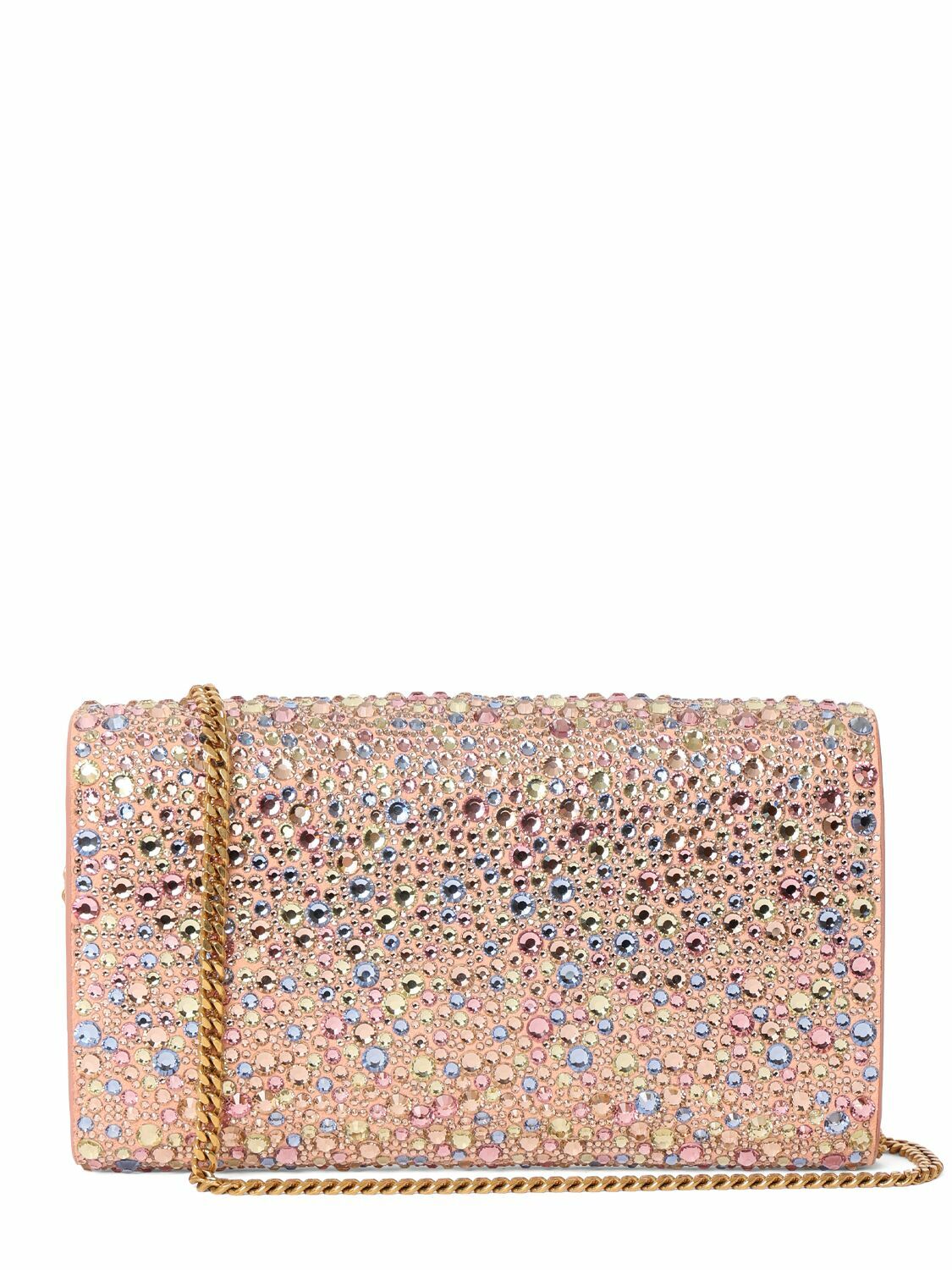 BALMAIN - B-buzz Suede Leather & Crystal Clutch Balmain
