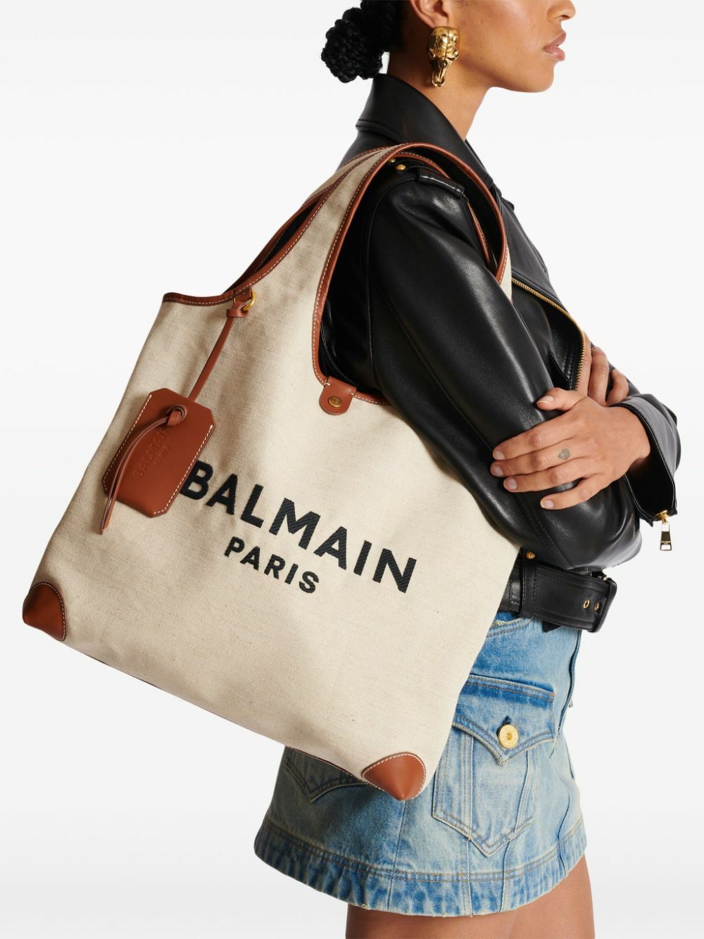 BALMAIN - B-army Canvas And Leather Trims Tote Bag Balmain