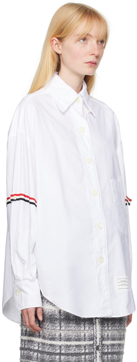 Thom Browne White Supersize RWB Armbands Shirt Thom Browne