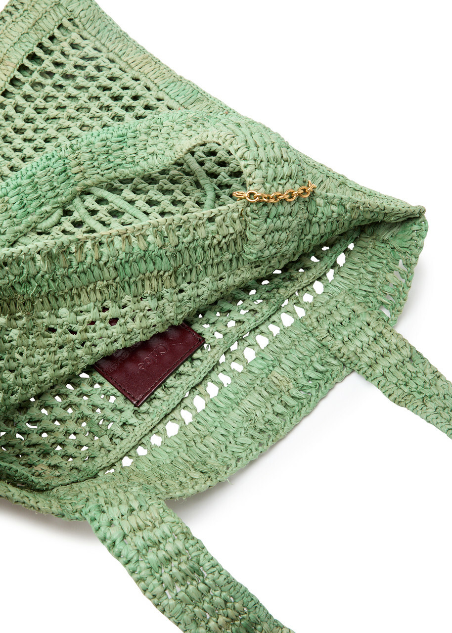 Chloe Summer Banana Logo Raffia Tote - Green - One Size Chloe