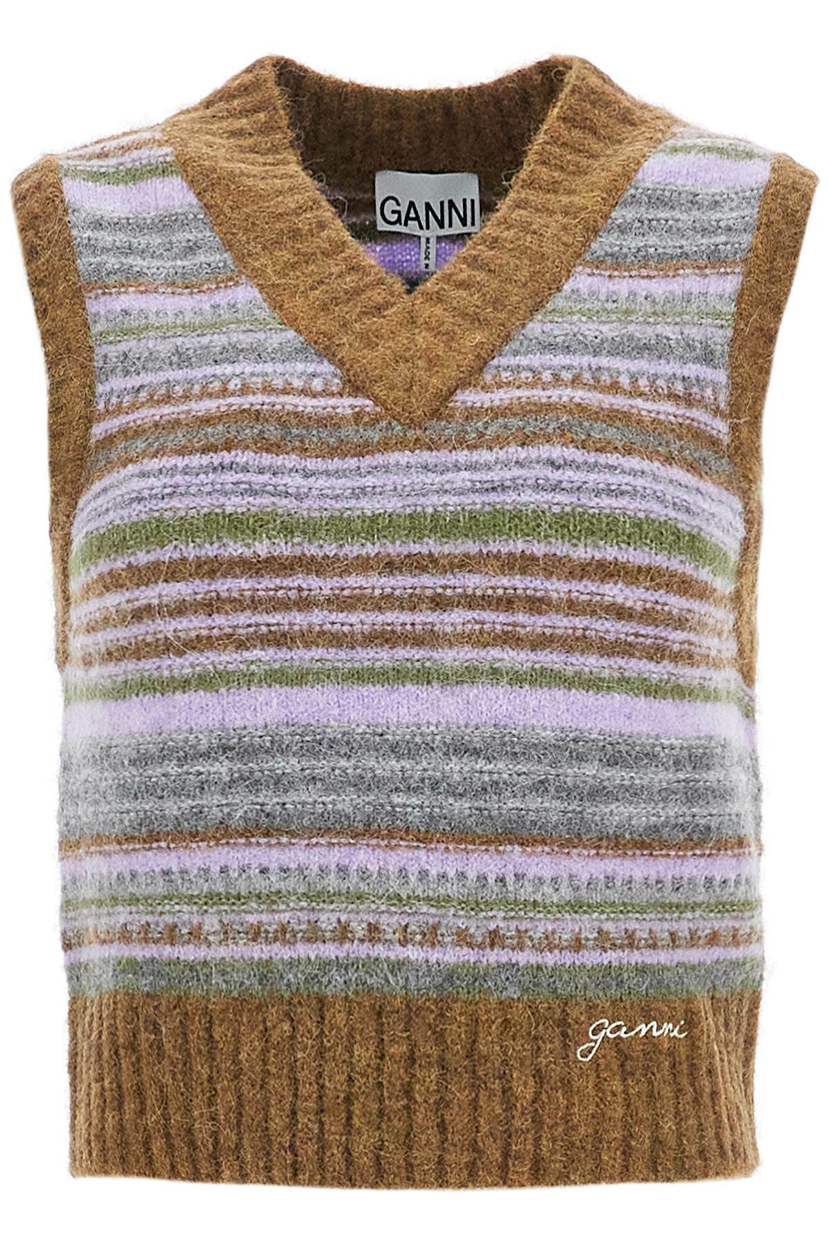 Ganni soft Striped Knit Vest With A Comfortable GANNI