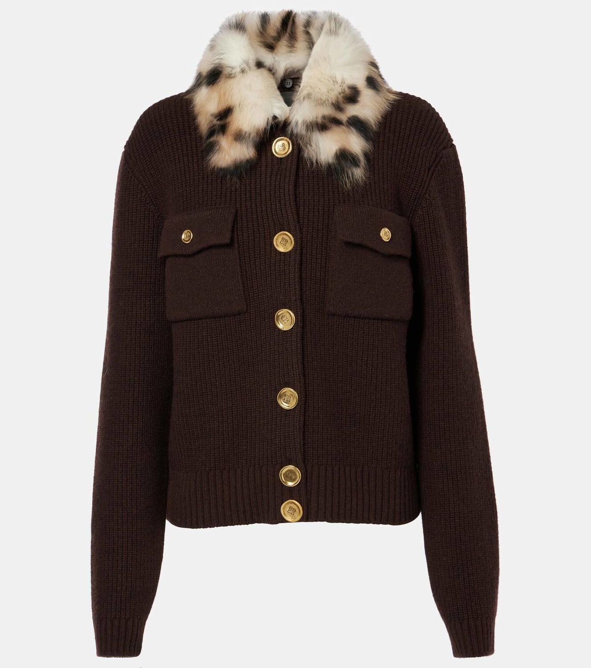 Givenchy Shearling-trimmed wool and cashmere-blend cardigan Givenchy