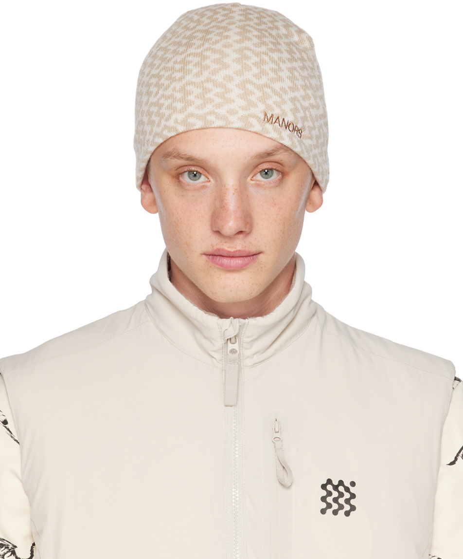 Manors Golf Beige & Off-White Skull Beanie Manors Golf