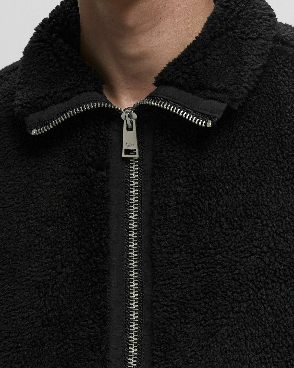 Maison Kitsune Flash Fox Fleece Jacket Black Fleece Jackets Maison Kitsune