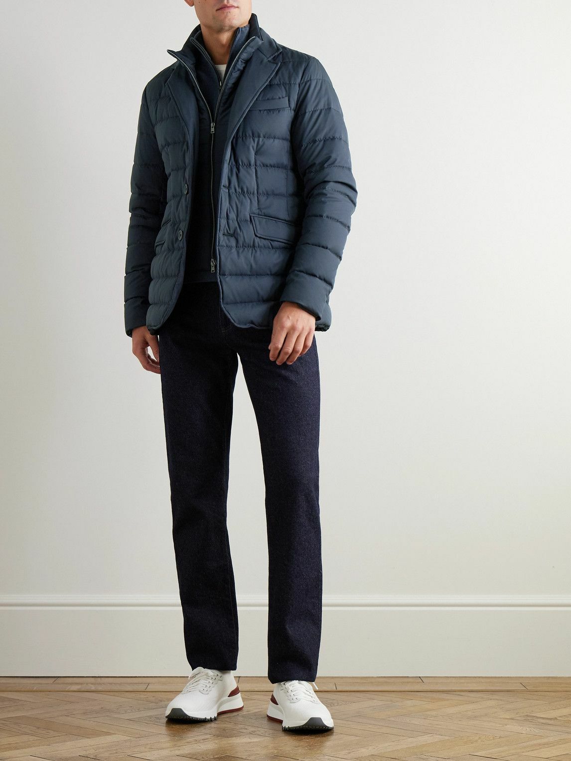 Herno - Slim-Fit Convertible Padded Quilted Shell Down Blazer - Blue Herno