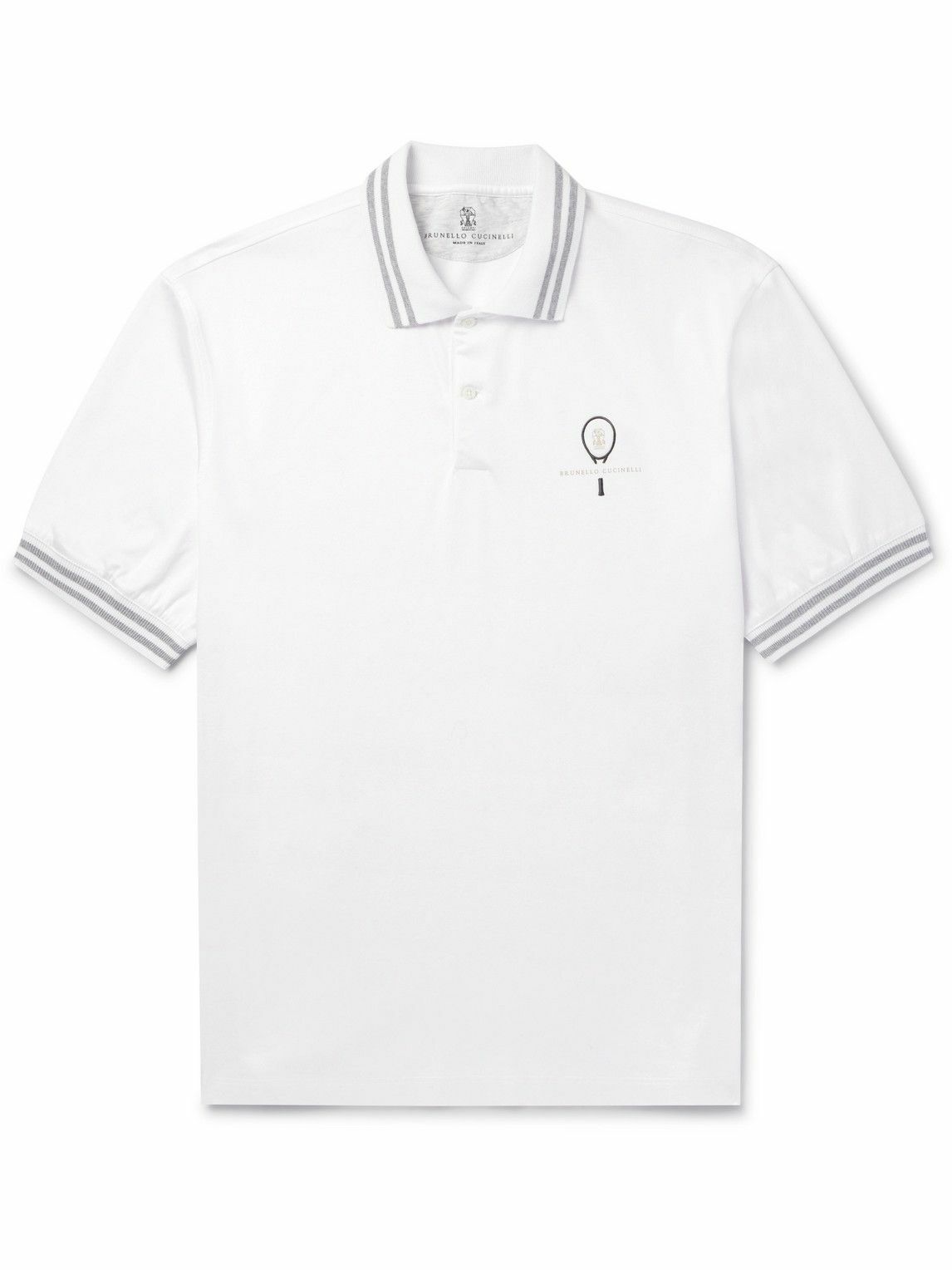Brunello Cucinelli - Logo-Detailed Striped Cotton-Jersey Polo Shirt ...