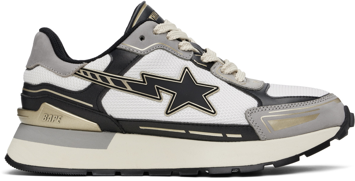 BAPE White & Black CROSS STA Sneakers A Bathing Ape