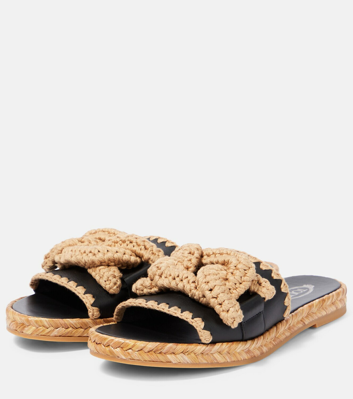 Tod's - Kate leather and jute slides Tod's