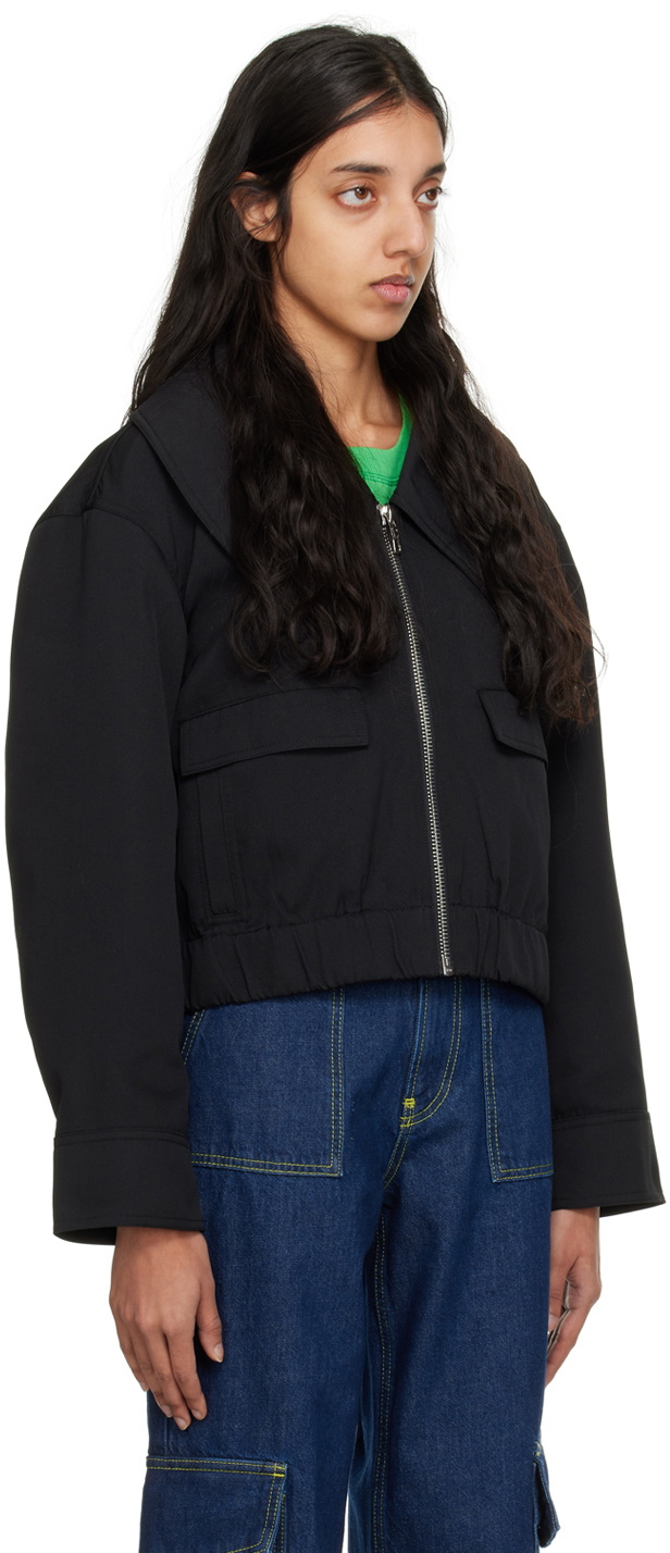 GANNI Black Wide Collar Jacket GANNI