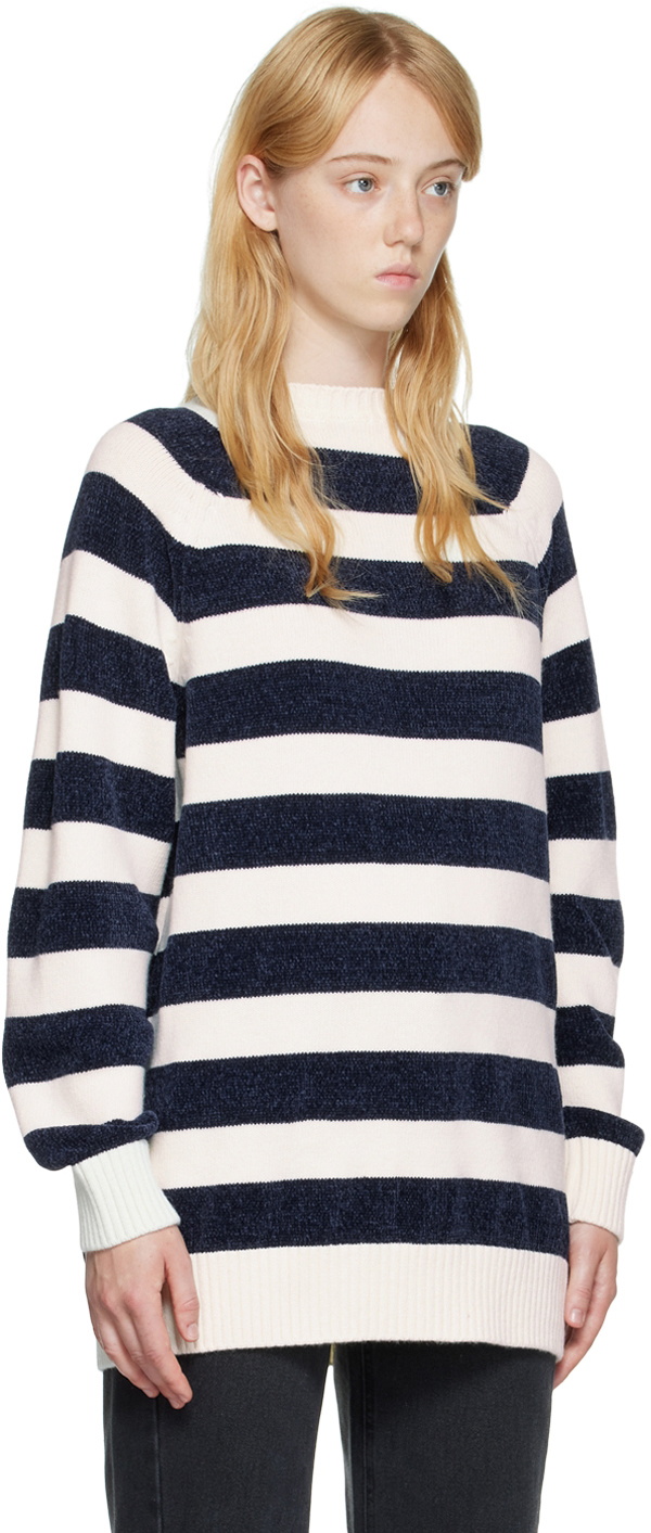Pushbutton White Striped Sweater Pushbutton