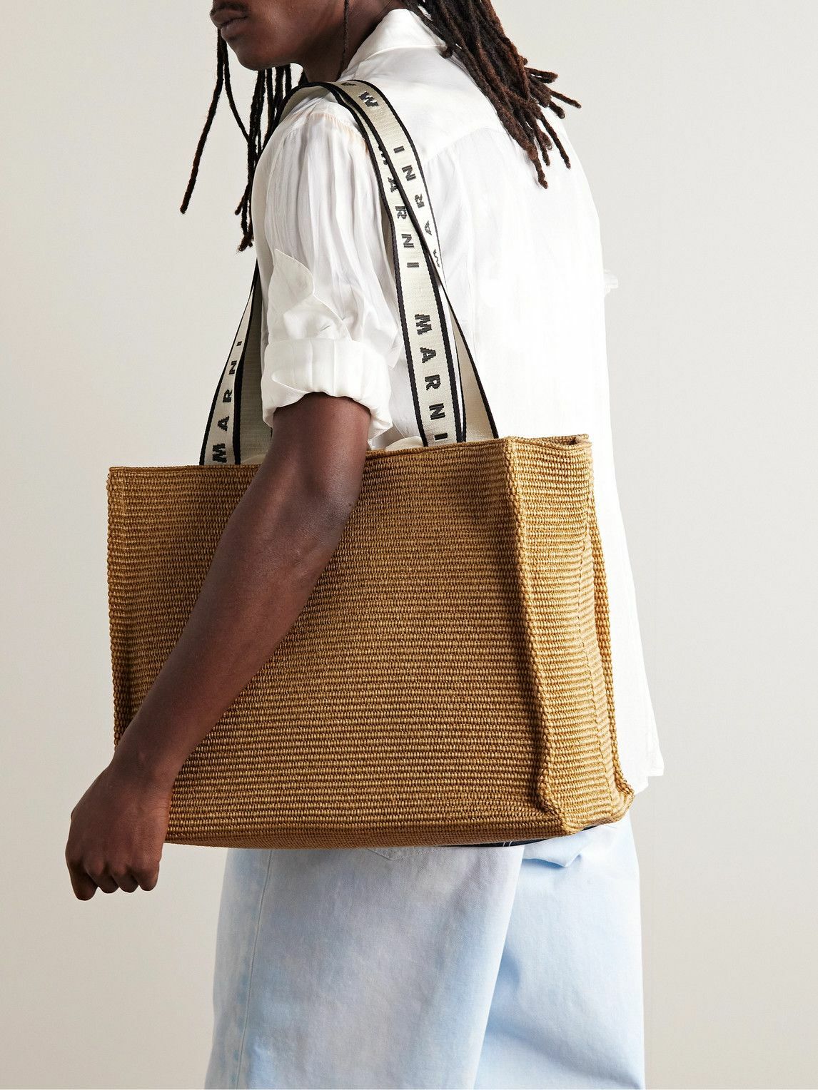 Marni - Webbing-Trimmed Woven Raffia Tote Bag Marni