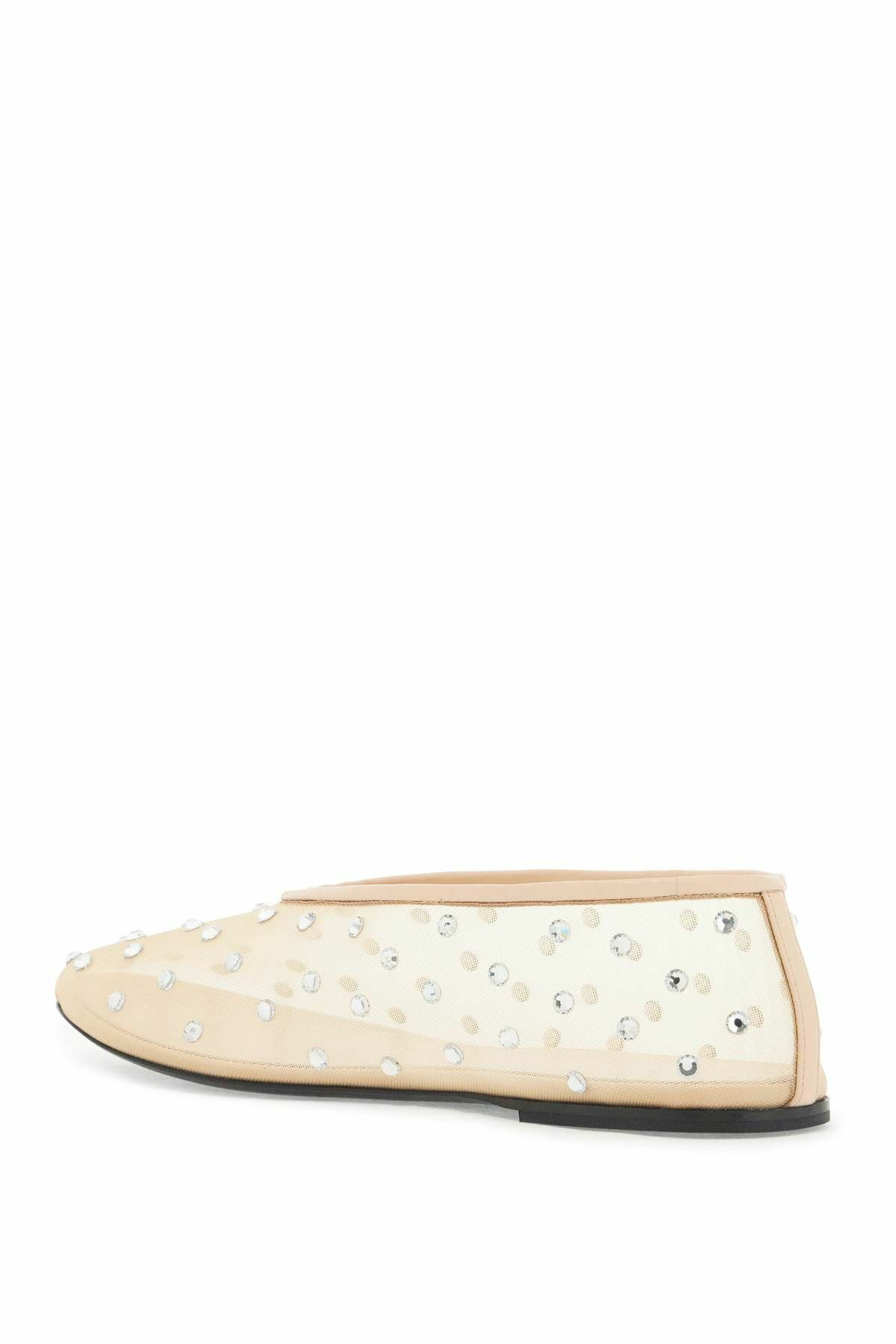 KHAITE marcy mesh ballet flats with swarovski crystals Beige Khaite