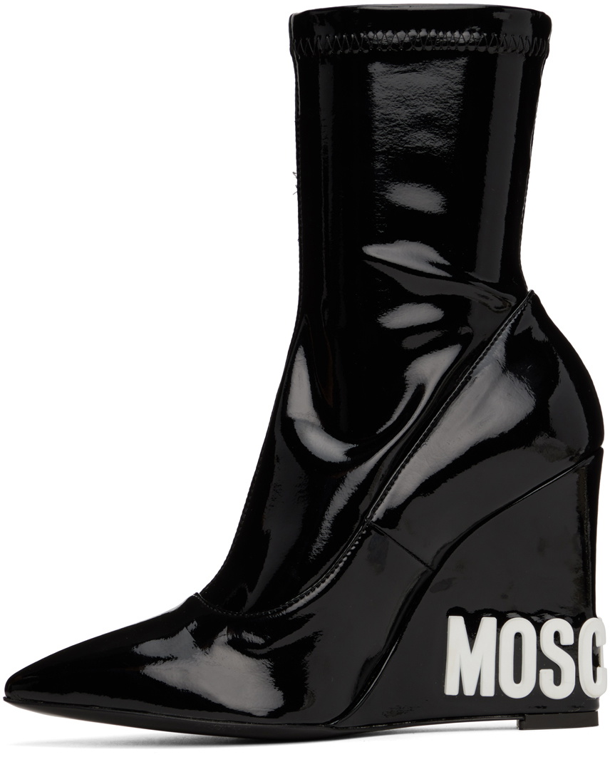 Moschino Black Wedge Ankle Boots Moschino