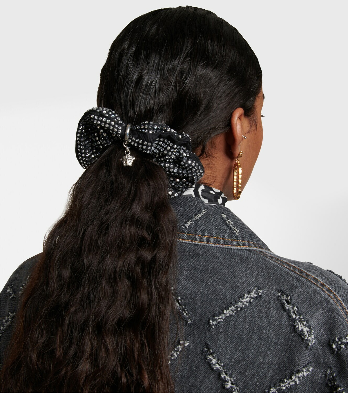 Versace - Medusa silk embellished scrunchie Versace