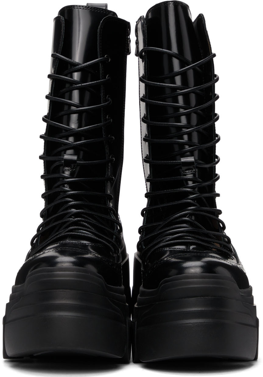 Simone Rocha Black Tracker Sole Lace Up Boots Simone Rocha