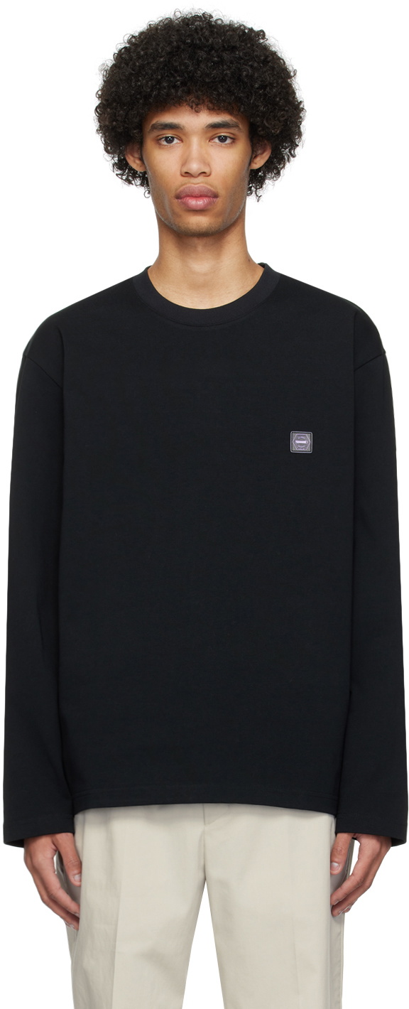 Solid Homme Black Crewneck Long Sleeve T-Shirt Solid Homme