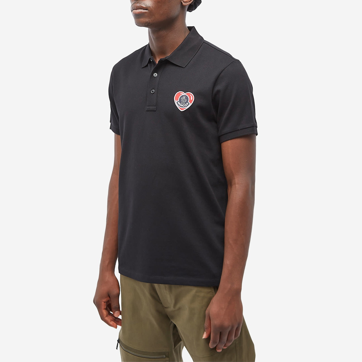 Moncler Men's Heart Logo Polo Shirt in Black Moncler