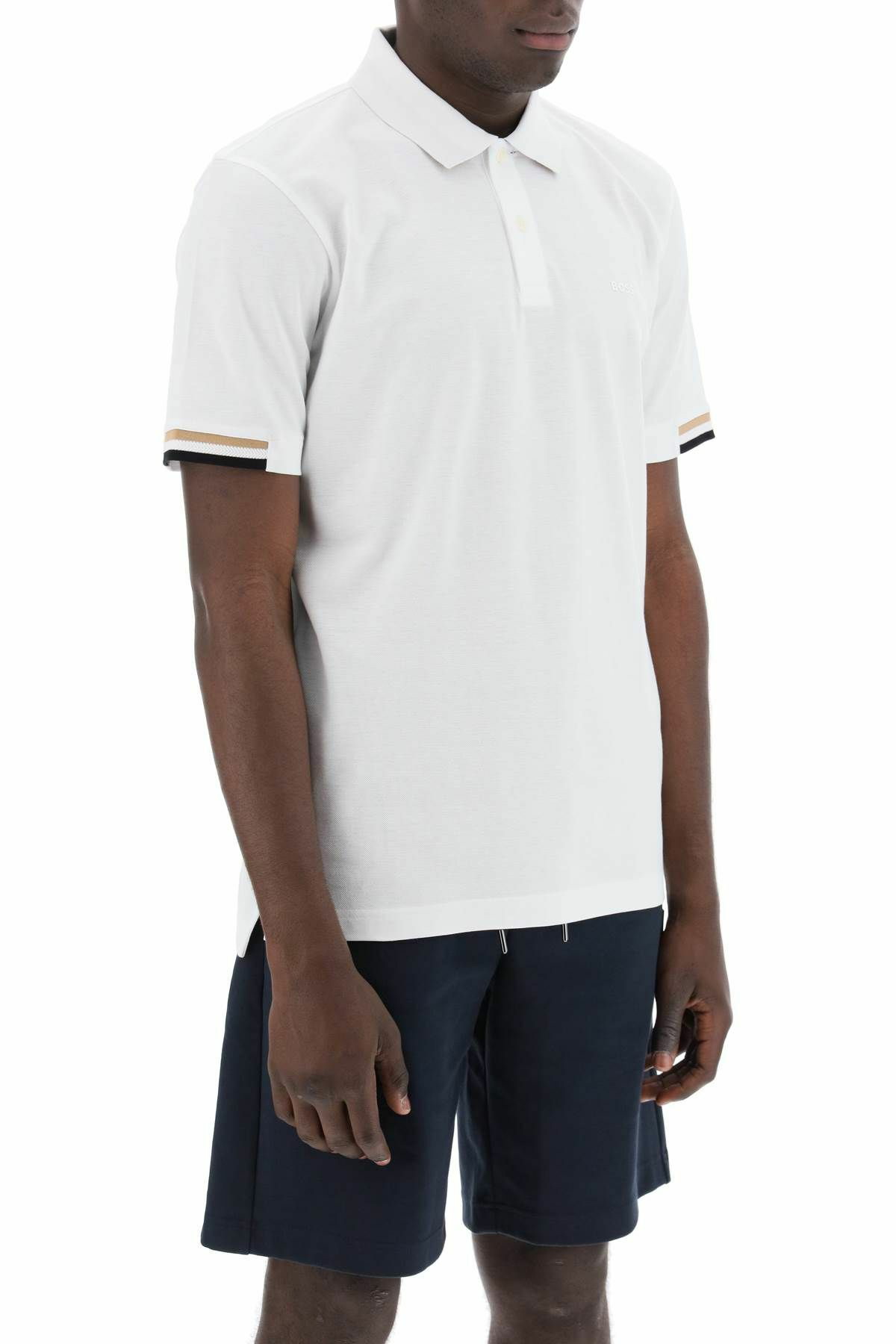 BOSS parlay polo shirt with stripe detail White BOSS