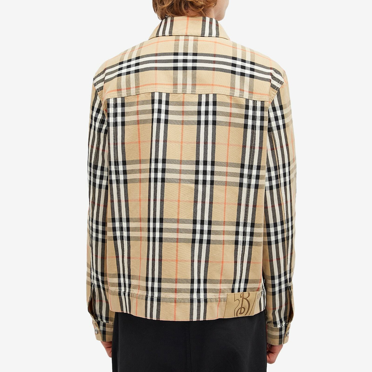 Burberry Men's Check Denim Jacket in Sand Ip Check Burberry