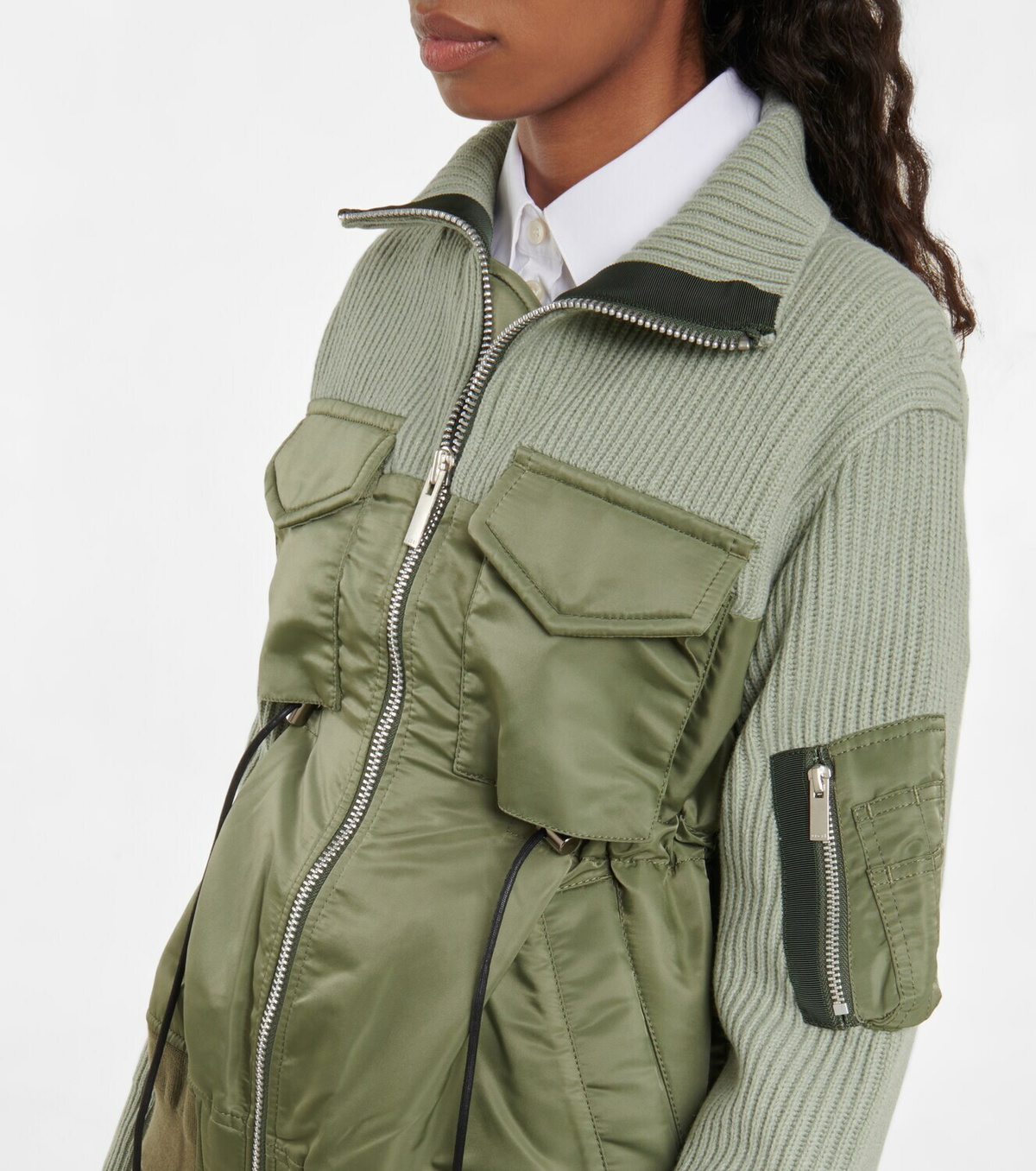 Sacai - Wool and satin jacket Sacai