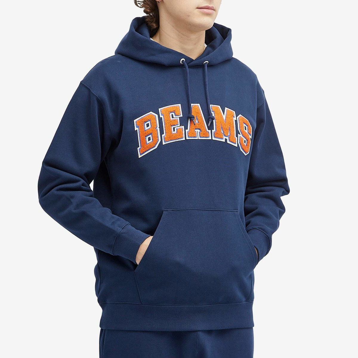 BEAMS Men's College Logo Hoodie in Navy Beams Boy