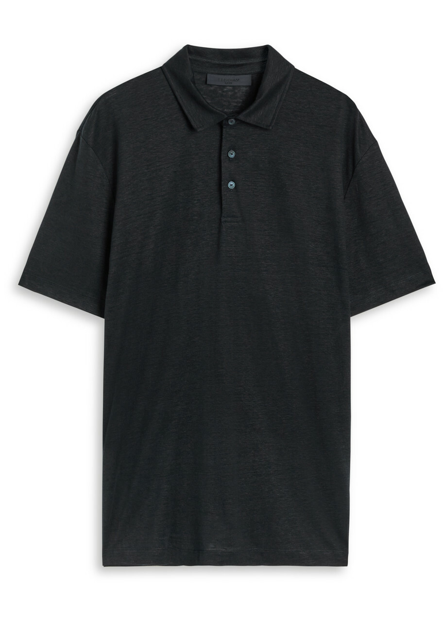 Boss X David Beckham Linen Polo Shirt Navy BOSS