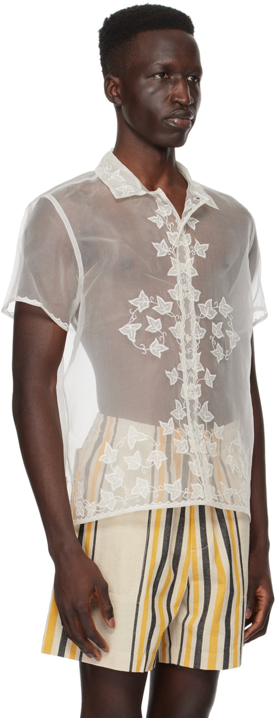 Bode White Ivy Appliqué Shirt Bode