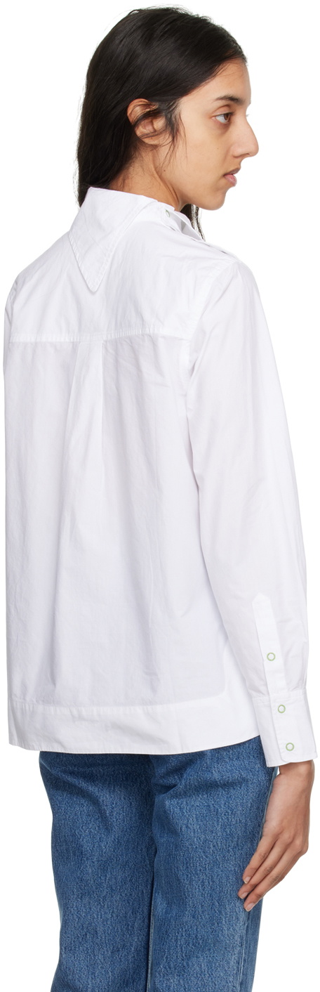 GANNI White Asymmetric Collar Shirt GANNI