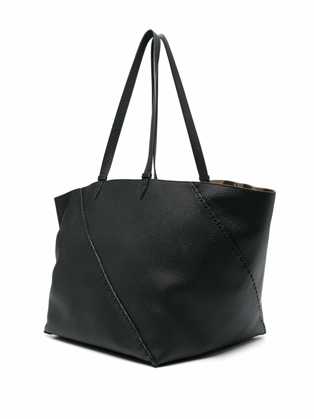 FENDI Black Large Selleria Diagonal Shopper Tote Bag Fendi