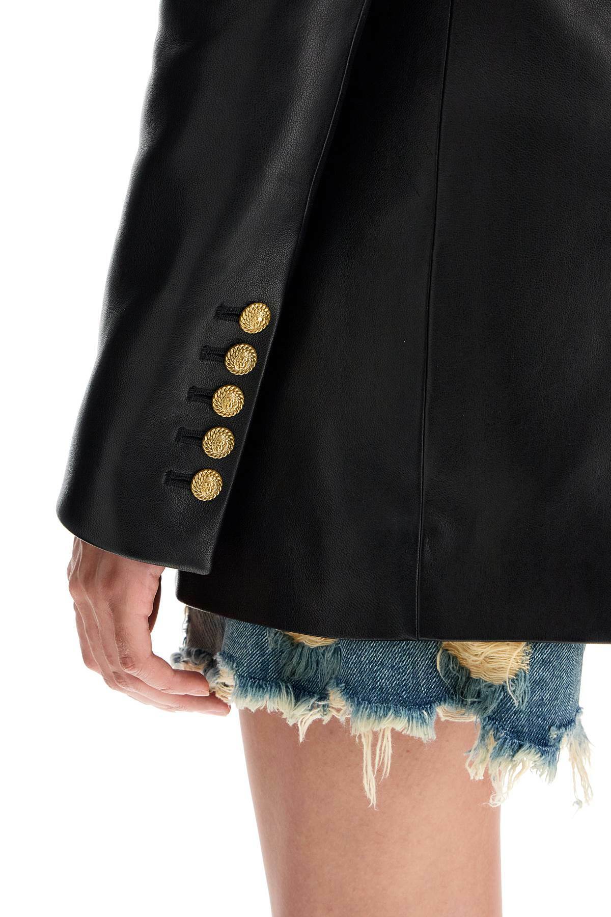 BALMAIN leather blazer jacket Black Balmain