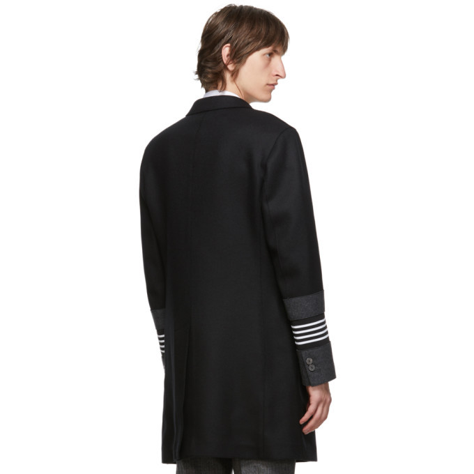 Neil Barrett Black Raw Edge Stripe Coat Neil Barrett