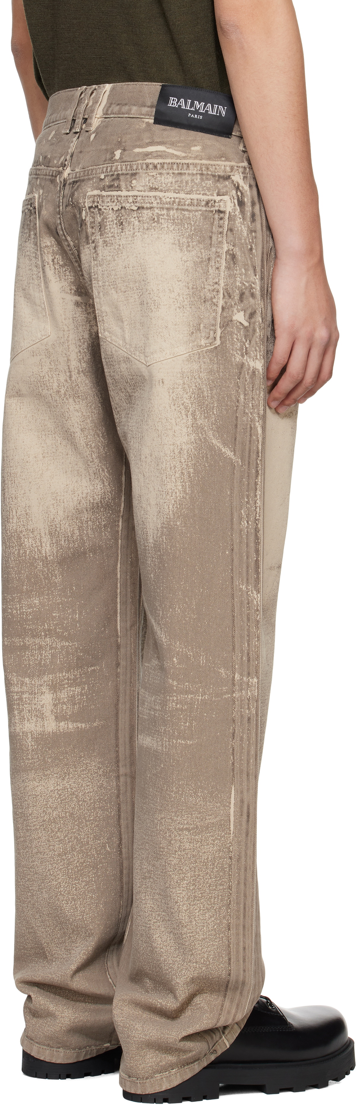 Balmain Beige Loose-Fit Jeans Balmain