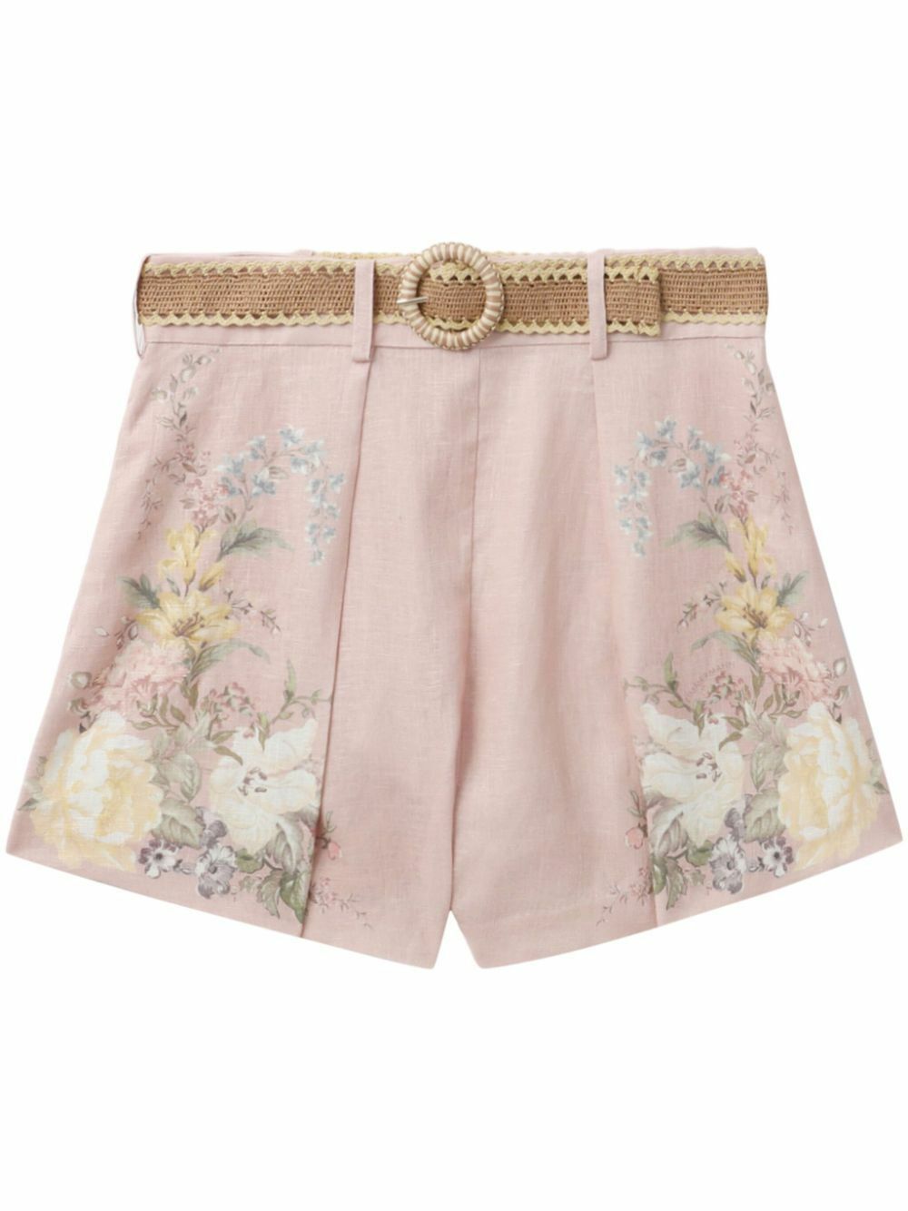 ZIMMERMANN Pink Waverly Linen Mini Shorts Zimmermann