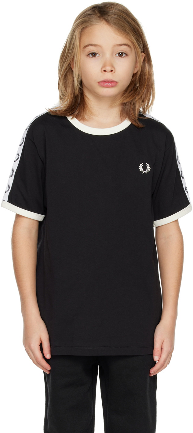 Fred Perry Kids Black Taped Ringer T-Shirt Fred Perry