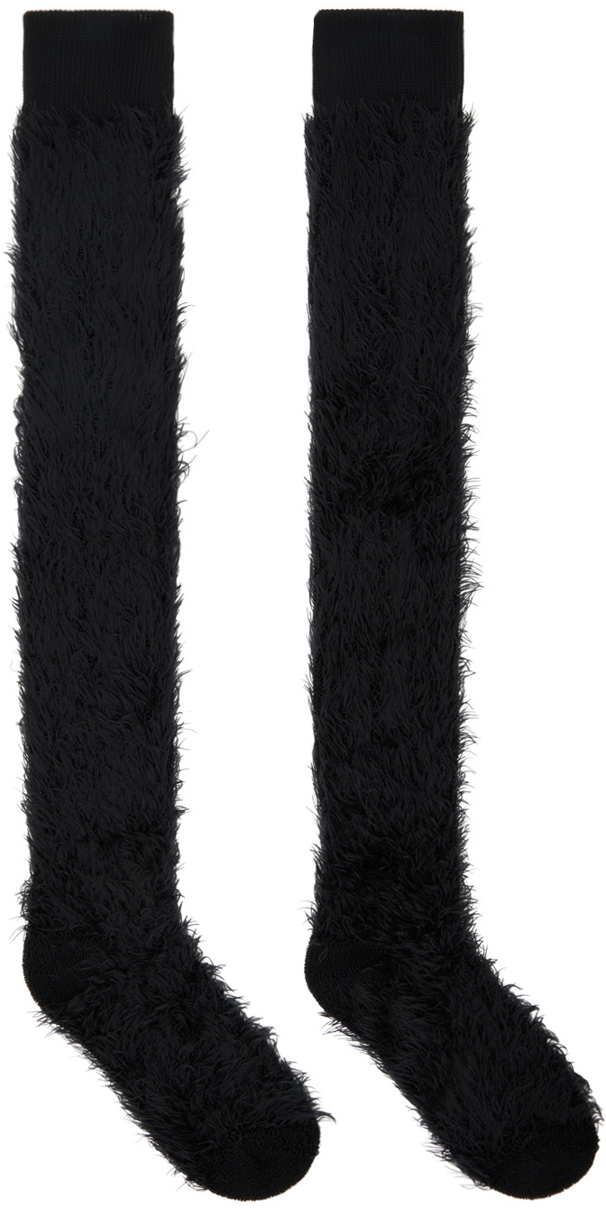 sacai Black Faux-Shearling Socks Sacai