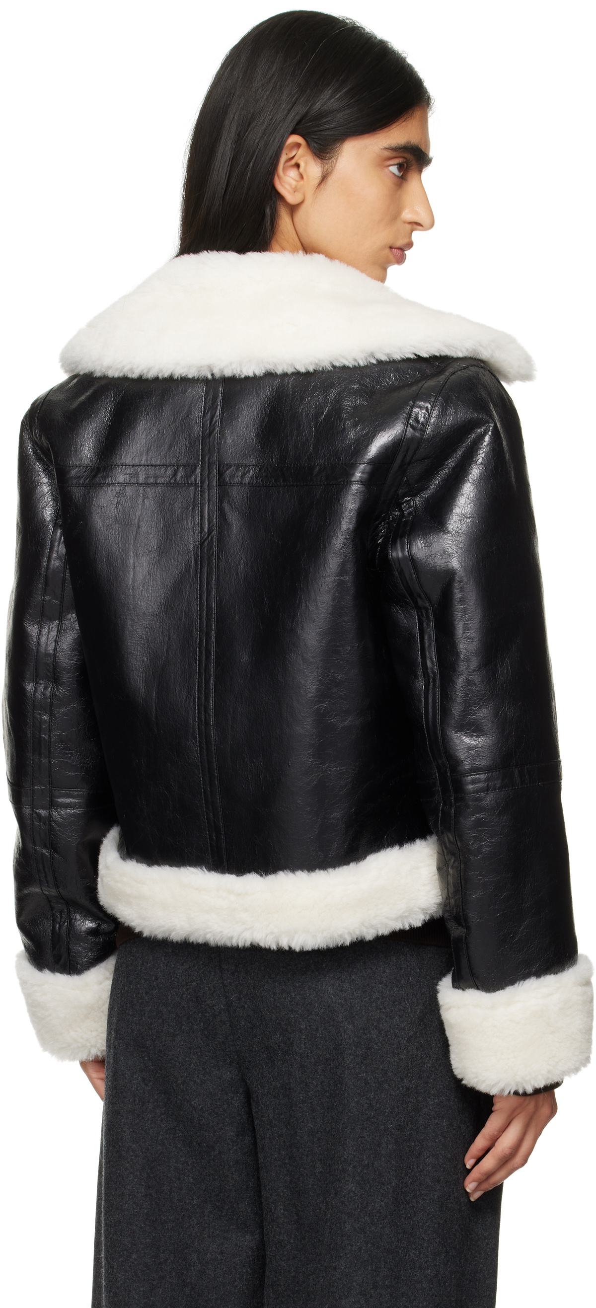 Stand Studio Black & Off-White Lorelle Faux-Shearling Jacket Stand Studio