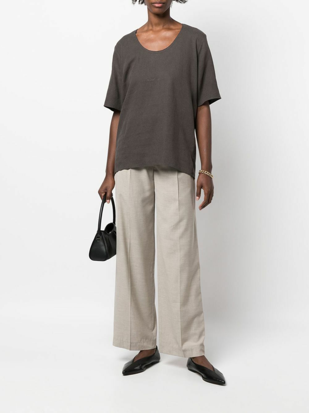 Low Classic Neutral Straight-Leg Pleated Trousers Low Classic