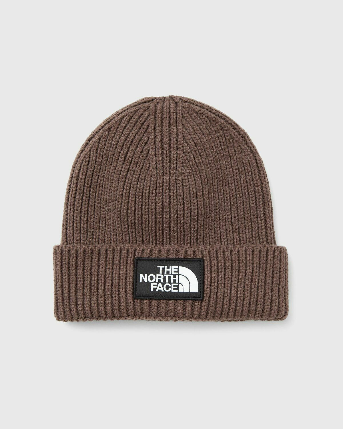 The North Face Logo Box Cuffed Beanie Brown Beanies The North Face
