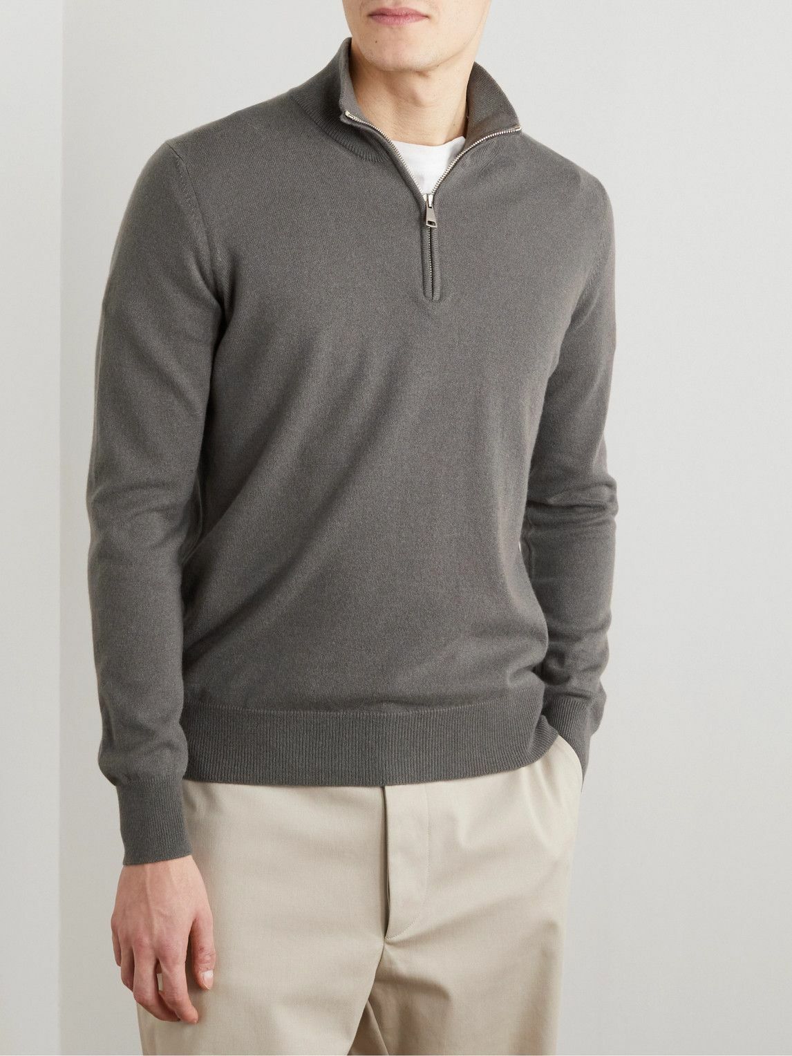 Ghiaia Cashmere - Cashmere Half-Zip Sweater - Green Ghiaia Cashmere
