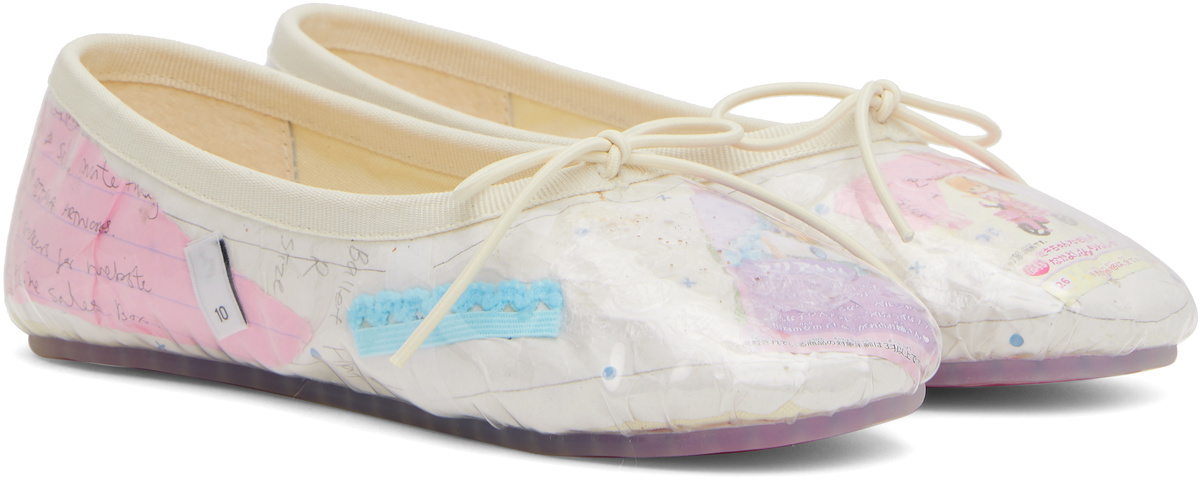 Ashley Williams White & Pink Trash Melody Ballerina Flats Ashley Williams