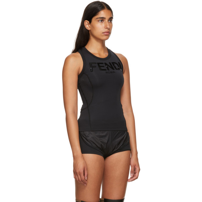 Fendi Black Neoprene Logo Tank Top Fendi