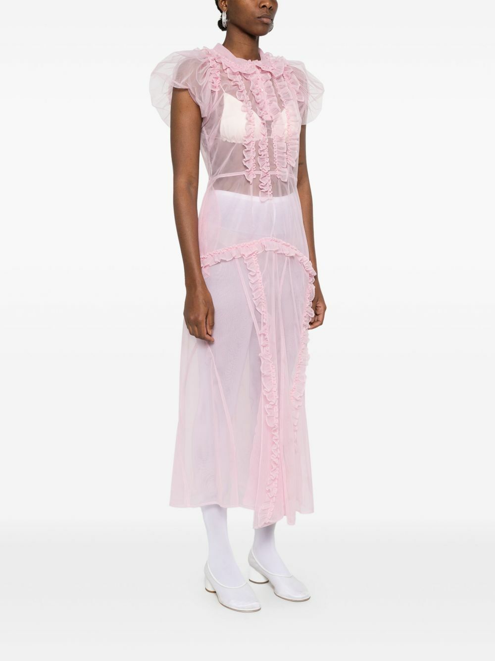 Simone Rocha Pink Sheer Tulle Midi Dress Simone Rocha